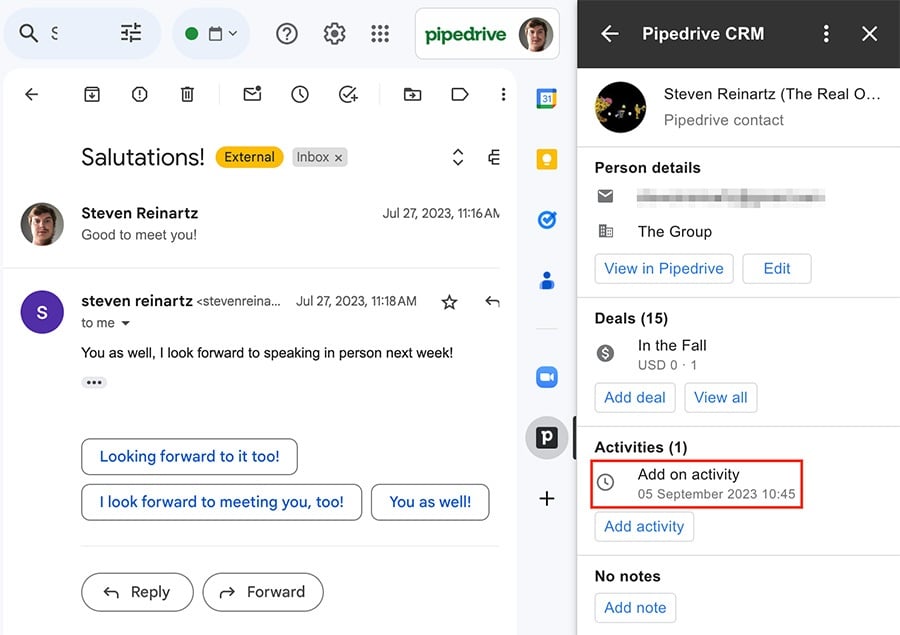 Pipedrive Gmail add-on - Knowledge Base | Pipedrive